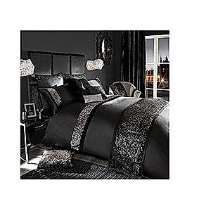 finaldeals 5 Piece Sequin Black Egyptian Cotton Duvet Cover Set Comforter Set Quilt Cover Xmas Gift Bedding Wedding Gift King Cal.King 102" x 108"