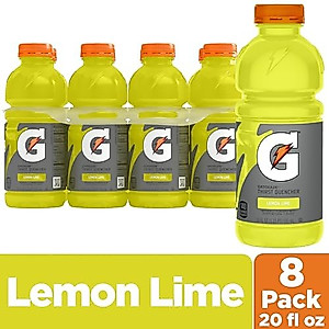 Gatorade Thirst Quencher Natural, Lemon Lime Sports Drink, 20 Fl Oz Bottles, 8 Pack