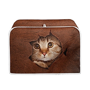 Coldinair 3D Cat Design 4 Slice Toaster Cover Small Kitchen Appliance Bread Maker Dust Cover and Fingerprint Protection