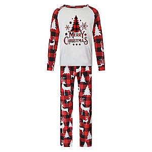 Christmas Pajamas for Family 2023 Pjs Matching Sets Red Plaid Xmas Holiday Sleepwear Long Sleeve Shirts Jammies Clothes