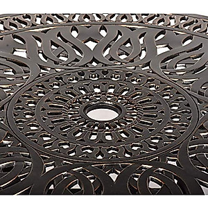 Grepatio 3 Piece All Weather Cast Aluminum Dining Set - 2 Elizabeth Chairs and 35.4" Bistro Table with Umbrella Hole -Outdoor Furniture Dining Set for Patio