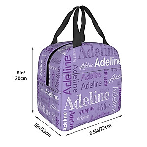 Custom Name Lunch Bag Personalized Insulated Lunch Box Customized Cooler Lunch Tote Bag for Boys Girls Office Picnic Camping LightPurple