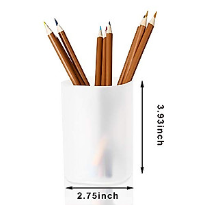 Marbrasse Desk Organizer - 6Pcs Pen Holder Cup Storage,Pen Organizer Stationery Caddy for Office, School, Home Supplies Translucent White