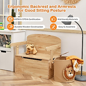 Costzon Kids Table and Chair Set, Convertible Toy Storage Bench with Built-in Handle for Kindergarten, Preschool, Kids Room, Playroom, Wood Reading Nook for Toddler Boys Girls Ages 3 to 7 (Natural)