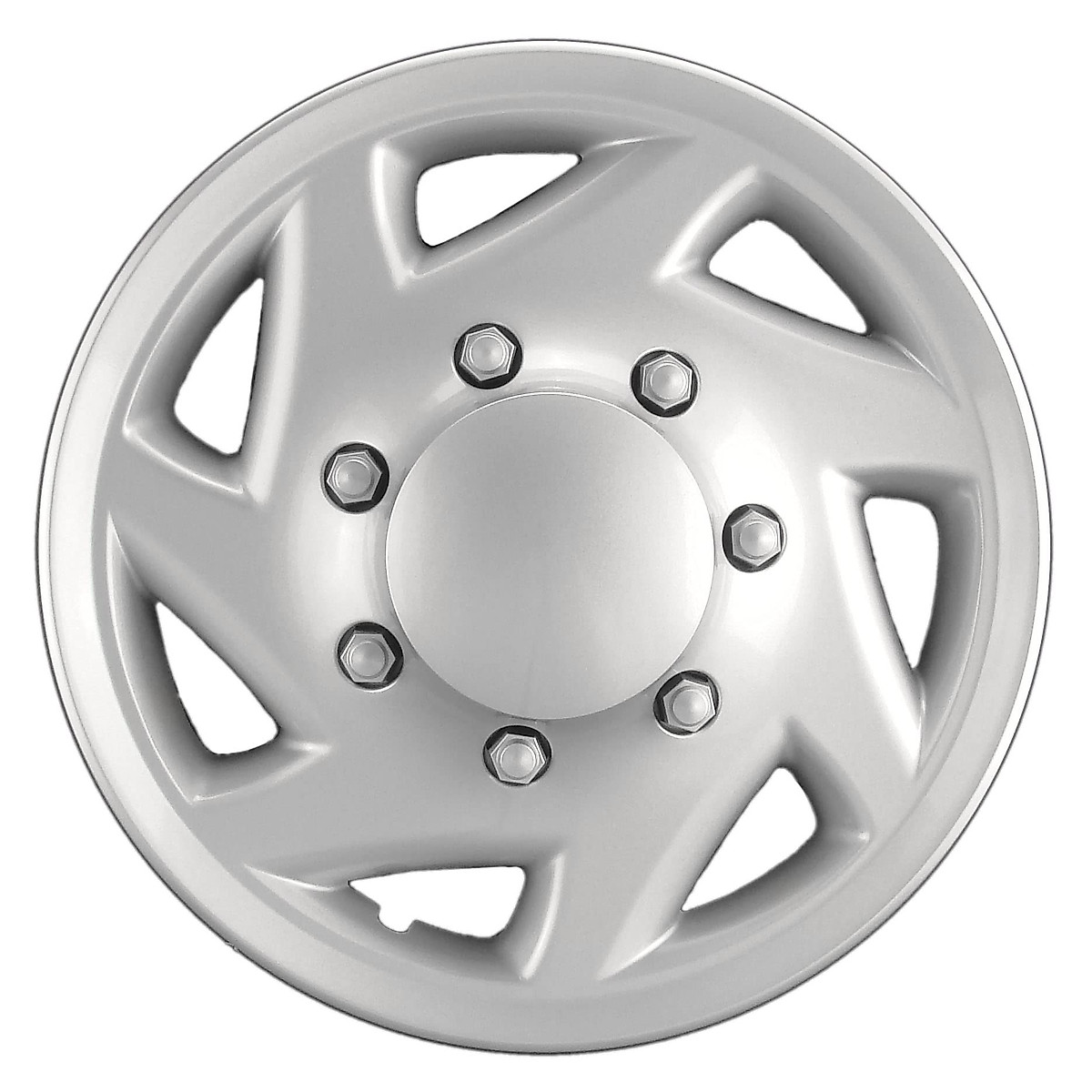 Hubcaps.com - Premium Quality 16" Silver Hubcaps/Wheel Covers fits Ford Van, One-Piece Heavy Duty Construction (Set of 4)