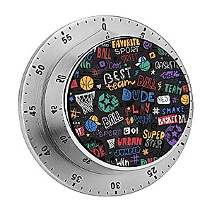 Kitchen Timer Black Basketball Classroom Timer Stainless Steel Countdown Timer with Magnetic Backing