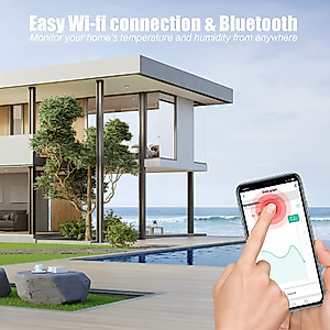 WiFi Room Thermometer Hygrometer Sensor, Temperature Humidity Monitor with Smart Alert 2 Years Free Data Storage Large Back-Light Screen, Compatible with Alexa/Google for Baby Home Garage Greenhouse