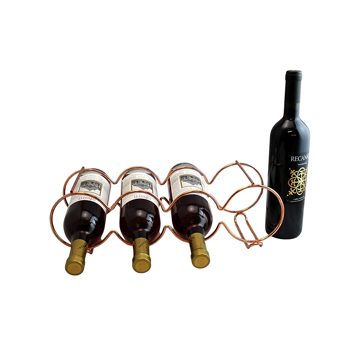 Rose Gold Stackable Table Top Wine Rack Bottle Holder Each Holds 4 Bottles - Keeps Bottles of Wine Horizontal to Prevent Oxidation