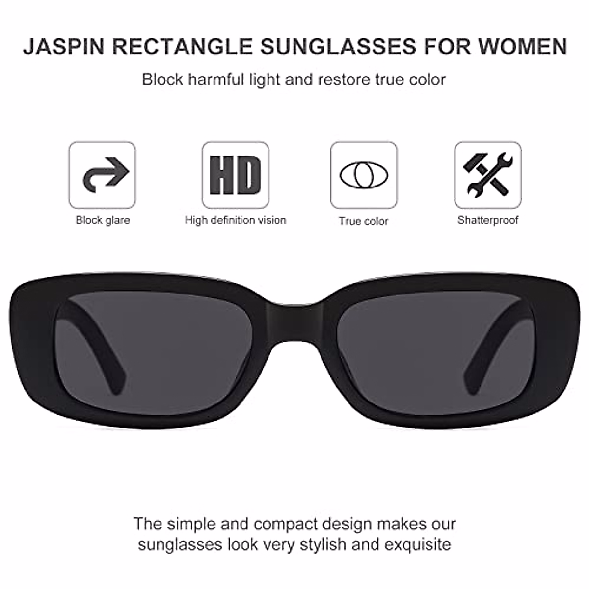 JASPIN Rectangle Sunglasses for Women Men Trendy Y2k Retro 90s Sun Glasses UV400 Protection Cool Square Frame