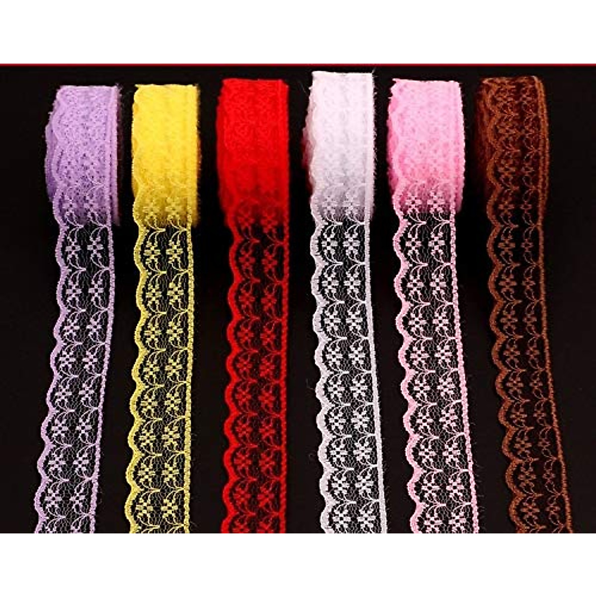 20 Rolls 200 Yards Mixed Color Floral Pattern Fabric Lace Ribbon