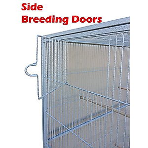64" Extra Large Wrought Iron Breeding Flight Canary Parakeet Cockatiel Lovebird Finch Cage Side Nesting Doors with Removable Rolling Stand