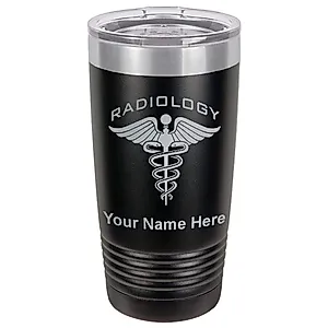 LaserGram 20oz Vacuum Insulated Tumbler Mug, Radiology, Personalized Engraving Included (Black)