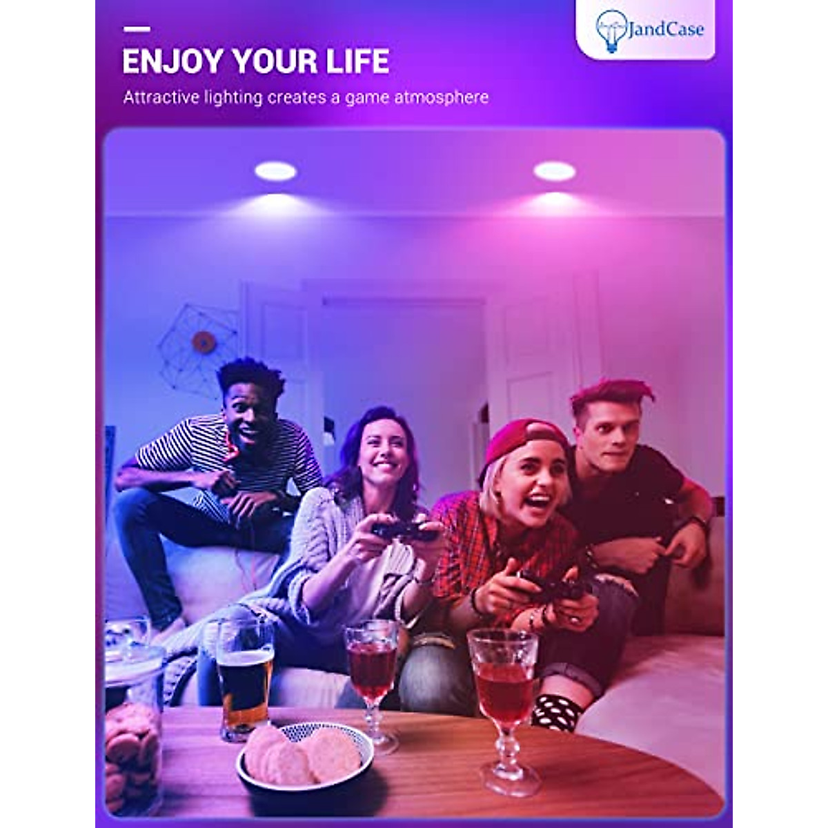 JandCase Color Changing Flood Light Bulbs[4 Pack], BR30 Colored Light Bulbs with Remote Control,10W Equivalent 100W,E26 Multi-Color LED Recessed Light Bulb for Christmas,Party,Ceiling