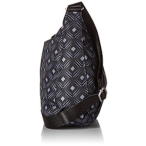 Baggallini Slim Crossbody Hobo, Black Diamond Print