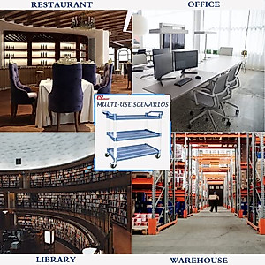 AQNIEGEP Utility Cart carts with Wheels Food Cart 3 Tier Commercial Restaurant Kitchen Heavy Duty Large Rolling Service Cart, Lockable Wheels, Rubber Hammer,Dark Gray