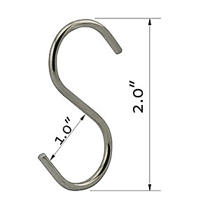RuiLing 24-Pack 2 Inch S Shaped Hanging Hooks, Heavy-Duty Genuine Solid Polished Stainless Steel,for Jewelry, Key Ring,Kitchen Spoon Pot Multiple uses