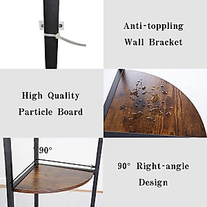 SogesHome 6-Tier Corner Shelf, Industrial Wood Corner Bookcase, Corner Storage Bookshelf Rack Shelves Stand for Kitchen, Living-Room, Bedroom, Small Spaces