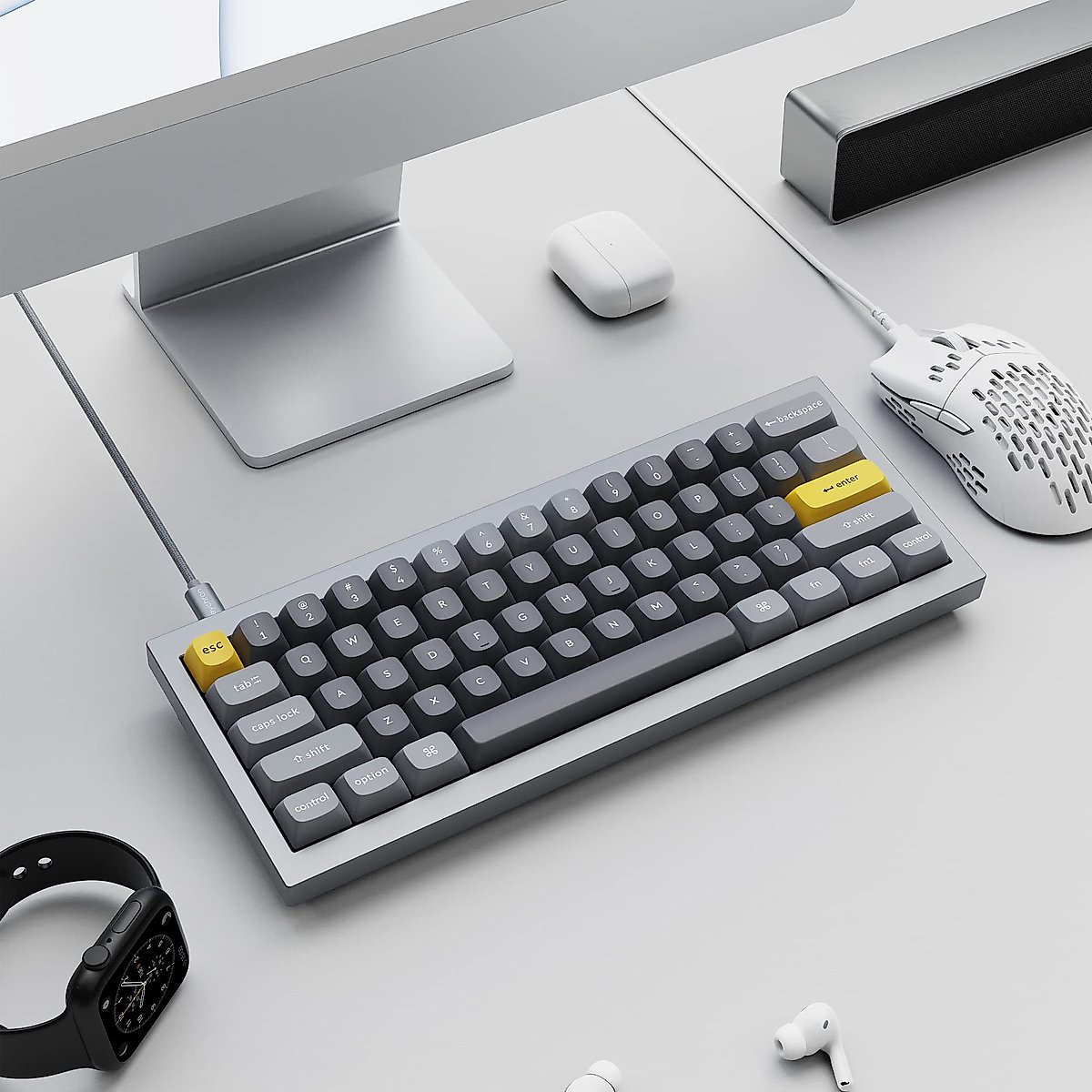 Keychron Q4 Wired Custom Mechanical Keyboard, QMK/VIA Programmable Macro, Full Aluminum, Hot-Swappable Gateron G Pro Red Switch, 60% Layout Double Gasket Compatible with Mac and Windows - Gray