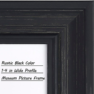 Yaetm 16x20 Picture Frame Matted to 11x14 Set of 2, 1.4" Wide Molding & Distressed Black Poster Frames 16 x 20 inches, Wall Gallery Rustic Frame Set for Wall Mounting (2 pack, Black)
