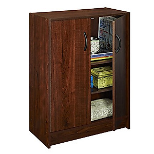 ClosetMaid Pantry Cabinet Cupboard with 2 Doors Adjustable Shelves, Standing, Storage for Kitchen, Laundry or Utility Room, Dark Cherry & , Dark Cherry 1307 Stackable 2-Door Organizer