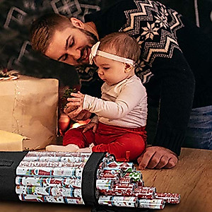 ProPik Wrapping Paper Storage Organizer Bag, Store Up To 24 Rolls 40 Inch, Heavy Duty Polyester plus PVC Clear Bag with Handles and Zippered Top for Gift Wrap and Ribbons (Black)