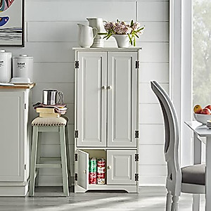 Target Marketing Systems Tall Storage Cabinet with 2 Adjustable Top Shelves and 1 Bottom Shelf, Declutter Organizer for Bedroom, Kitchen, Bathroom or Laundry Room, Winter White