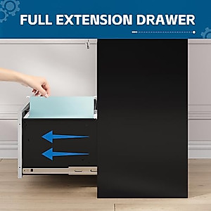 PEUKC 2-Drawer Metal File Cabinet,Lateral Filing Cabinets for Home Office,Locking File Cabinet with Storage Shelves,Legal/Letter/A4 Size Office File Cabinet,(Black Grey, Assemble Required)