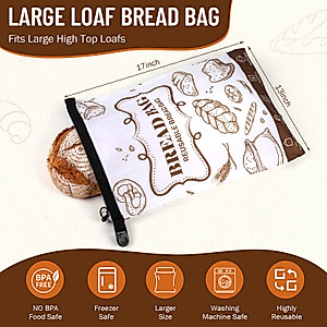 Bread Bags, 2 Packs Bread Bags for Homemade Bread, Reusable Sourdough Storage Bag With Zipper, Large Freezer Container to Keep Bread Fresh (Blue)