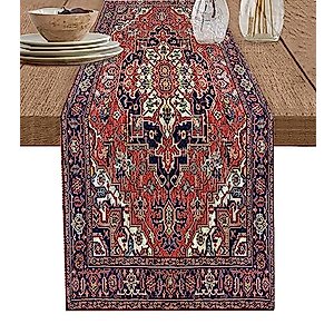 Boho Table Runner 120 Inches Long Farmhouse Dress Scarves, Retro Vintage Modern Geometric Abstract Art Dining Tablerunner for Coffee Table/Kitchen Island/Party Décor, 13" x 120"