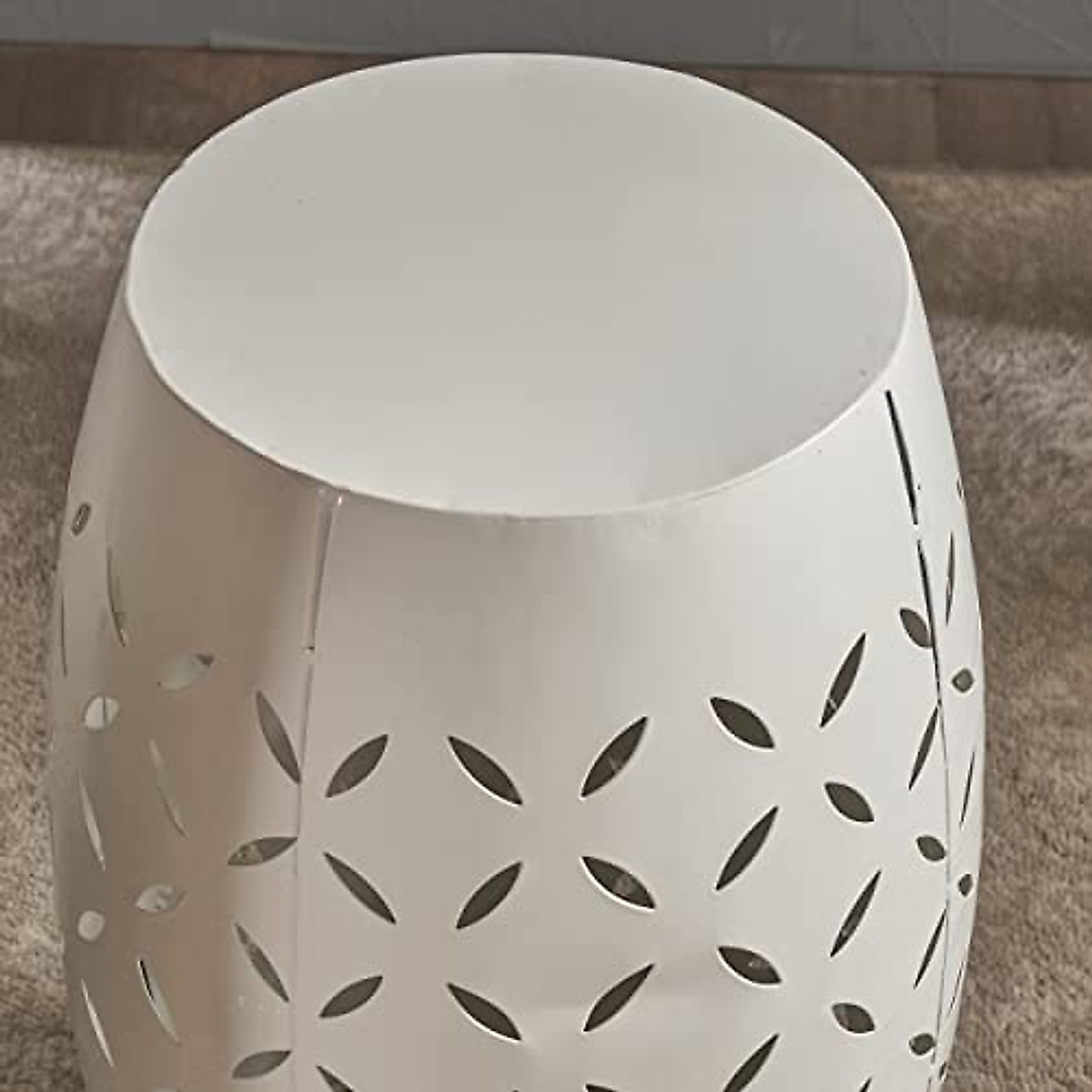 Christopher Knight Home Jorell Indoor Lace Cut Iron Accent Table, White 12.25 in x 12.25 in x 18.0 in