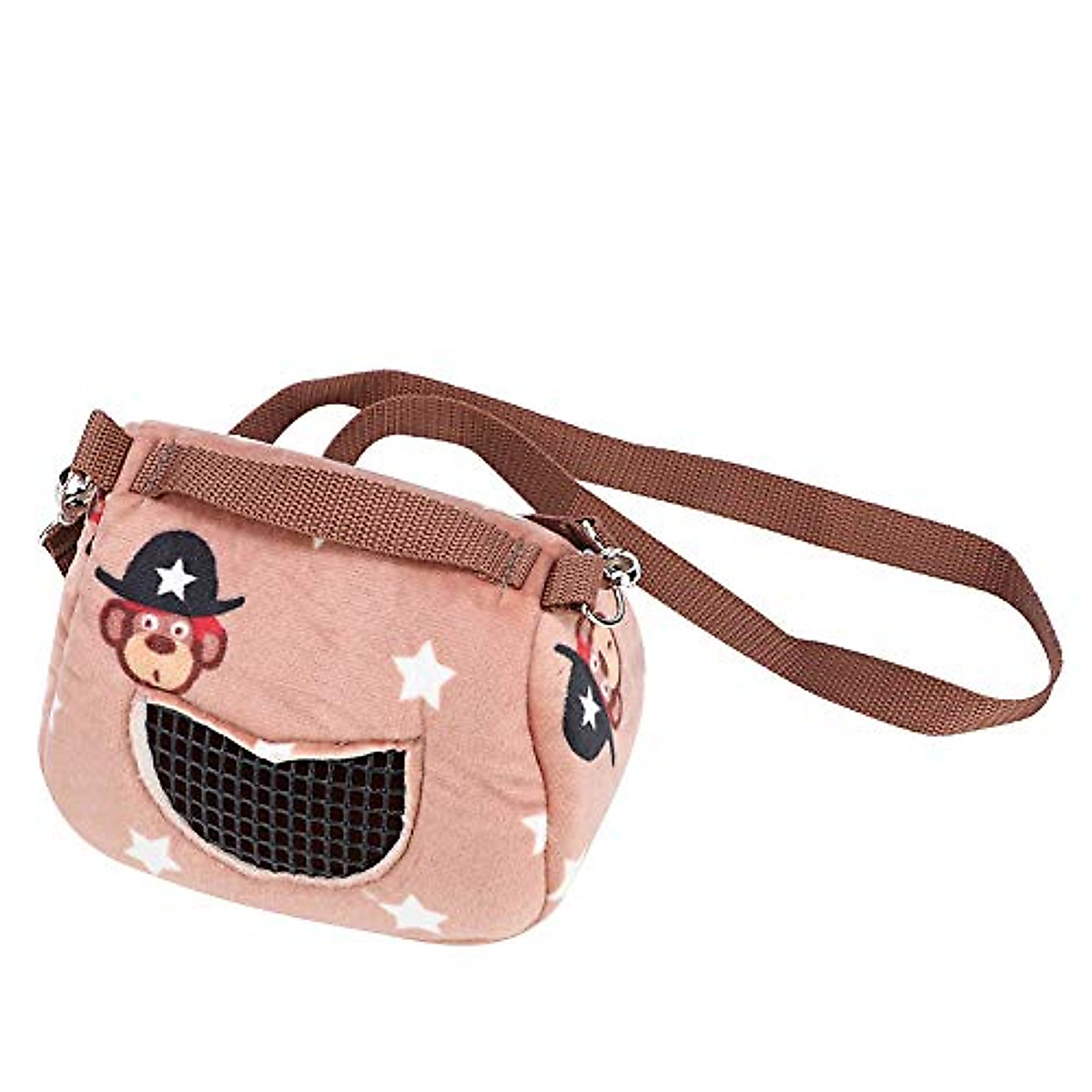 Pet Hamster Carrier, Coffee Flannelette Plush Hamster Squirrel Travel Bags Portable Breathable Small Animal Carrier Outgoing Sleeping Bag for Squirrel Hedgehog Guinea Pig(S)