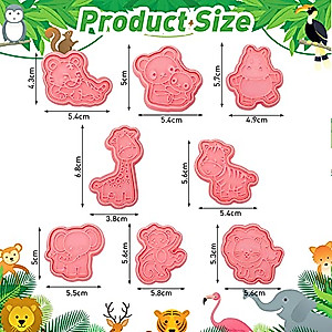 8 Pieces Animal Cookie Cutters with Plunger Stamps Set 3D Animals Lion Cookie Cutters Plastic Cookie Cutter Animal Cracker Cookie Cutters Cookie Stamps for Kids Baking Supplies