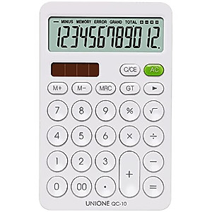 UNIONE Pink Calculator with a Bright LCD, Dual Power Handheld Desktop. Color. Business, Office, High School (4×6.6in)