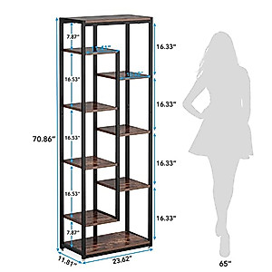 Tribesigns 70.8 Inch Tall Bookshelf, 8-Tier Industrial Open Bookcase, Metal Etagere Bookcase Storage Display Shelf Unit for Living Room Bedroom Home Office (1)