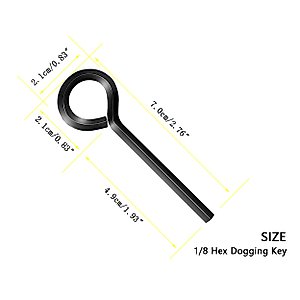 WOODGUILIN 1/8” Standard Hex Dogging Key with Full Loop, Key-Ring Style Dogging Key Set 1/8 Allen Wrench Key for Push Bar Door Panic Bars, Security Door Exit Devices,Solid Metal（10 Pack,1/8 black）