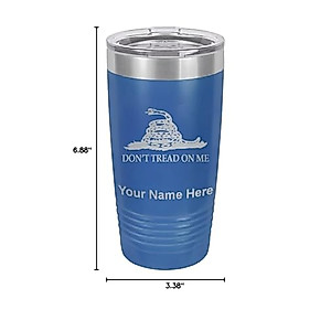 LaserGram 20oz Vacuum Insulated Tumbler Mug, Gadsden Flag, Personalized Engraving Included (Dark Blue)
