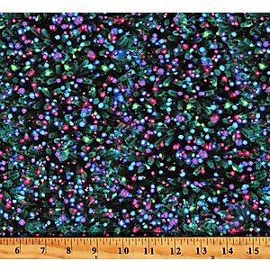 Cotton Christmas Lights Tree Holiday Festive Decorations Aurora Borealis X-Mas Lights Winter Solstice Cotton Fabric Print by The Yard (HOLIDAY-CD2011-MULTI)
