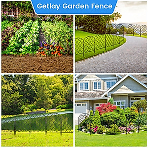 Getlay Decorative Garden Fence 24 Pack,24Ft (L) X 24in (H) Black Mesh Rustproof Metal Fence, Animal Barrier Fence for Small Dog, Border Folding Patio Fence, Outdoor Flower Bed Landscape Decor