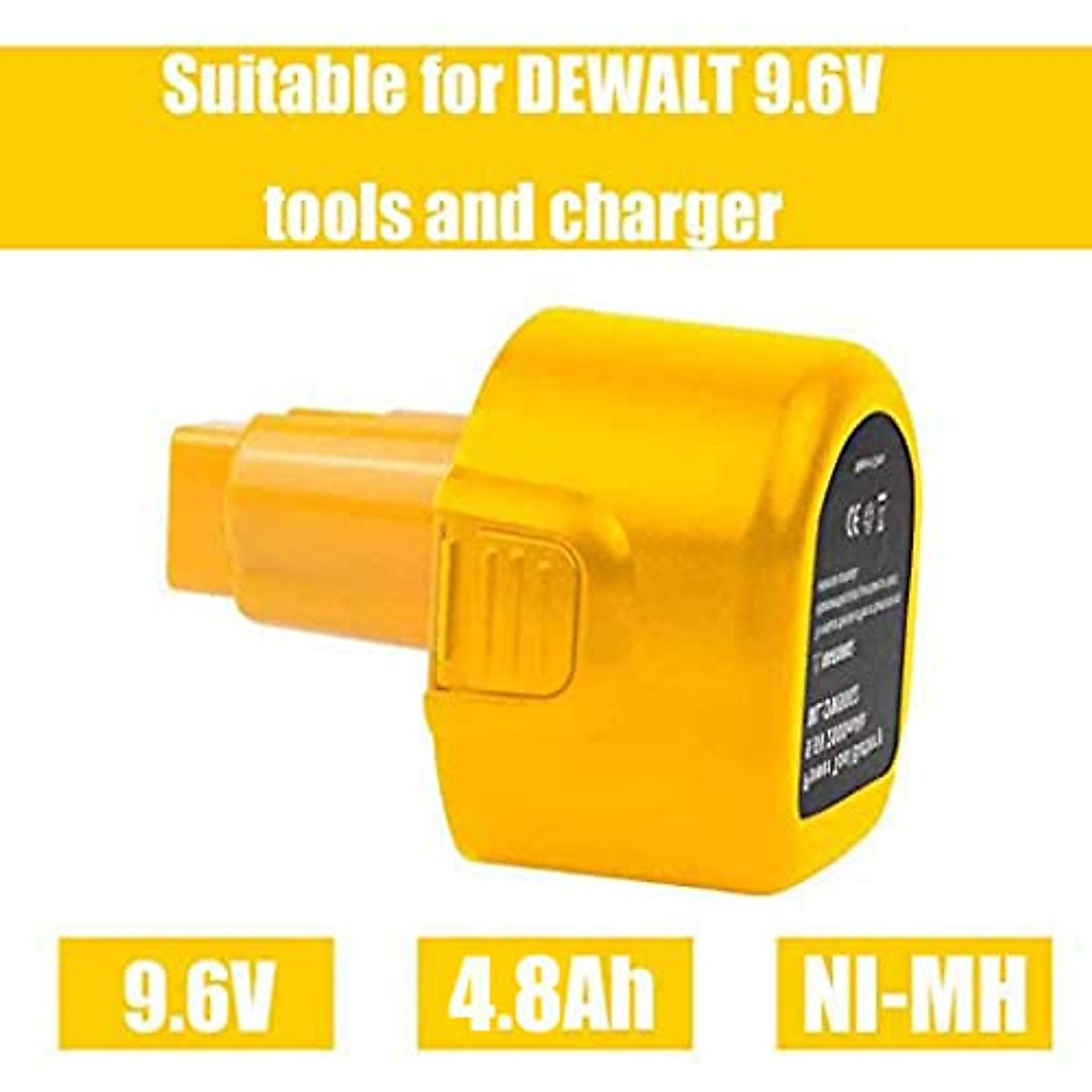 VANON [Upgrade to 4800Ah 9.6V DW9062 Ni-MH Replace for Dewalt 9.6Volt Battery DW9061 DW926 DC750KA DW955K DW955 DW926K-2 DW926K DW902 DW050 DE9062 DE9061 DE9036 DW955K-2 DW050K(2Pack,Yellow)