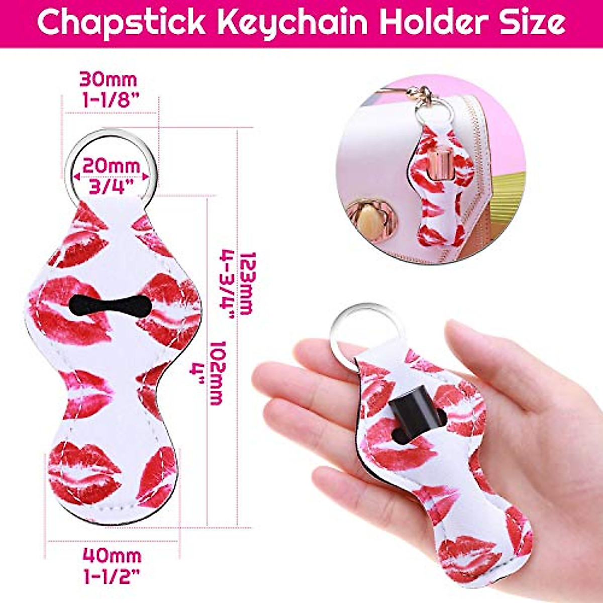 shynek Chapstick Holder Keychain, 40Pcs Lip Balm Holder Keychain Set (Neoprene, Multicolor, Women, Portable)