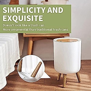 Trash can，7Liter/1.8 Gallon Garbage can with Press top Lid，Nordic Modern Waste Basket，Plastic Trash bin Suitable for Kitchen, Bathroom, Bedroom, Living Room, Office, Outdoor，Dog Proof Trash can