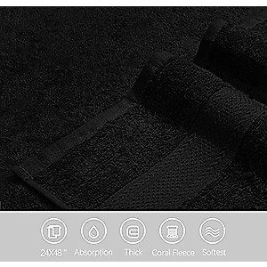 Monark Linen Bath Towel Black 24x48 Pack of 6 Bath Towel Set, Cotton Terry Towels for Bathroom, Quick Dry, Lightweight, Highly Absorbent, Soft Feel, Pool, Spa, Gym, Hand Towel for Daily Use