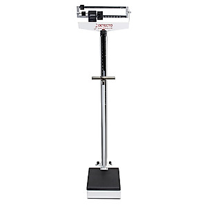 Detecto 448 Balance Beam Doctor/Physician Scale w/ Height Rod, Wheels & Hand Post, 400 lbs, Made in the USA