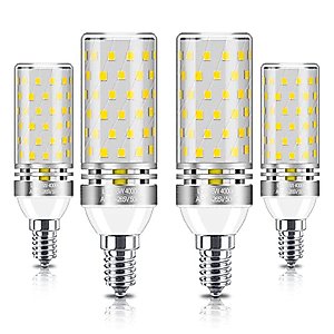 16W E12 LED Corn Bulbs, 1500LM Natural White 4000K Candelabra Light Bulbs, 100W Equivalent, E12 Base LED Chandelier Bulbs, Non-Dimmable LED Lamp, 4Pack