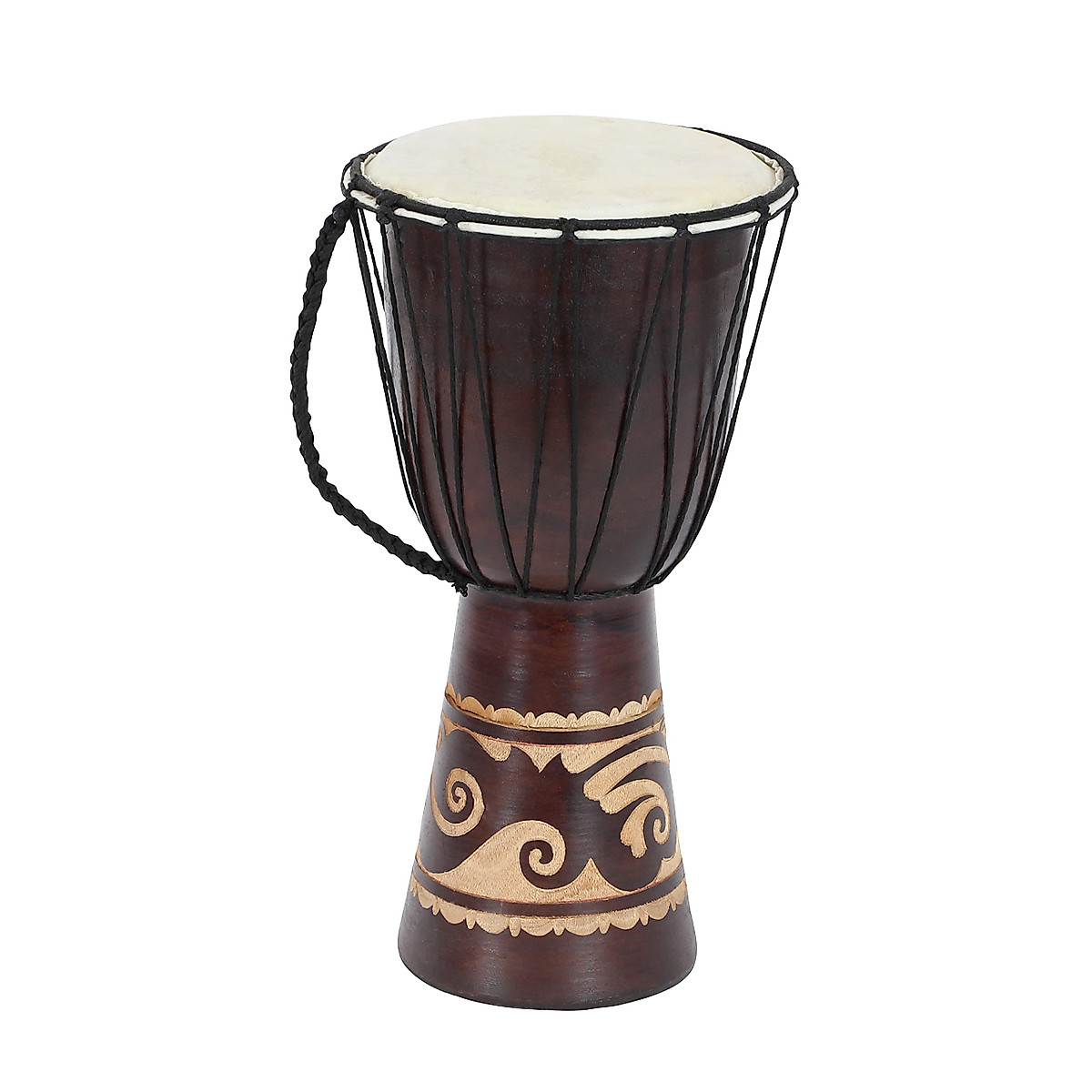 Deco 79 Wood Drum Handmade Decorative Sculpture Djembe Home Decor Statue with Rope Accents, Accent Figurine 9" x 10" x 16", Brown