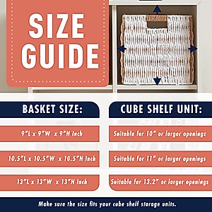 Ornavo Home Wicker Storage Cubes Bin, 13 x 13 Inch Storage Cubes Shelf Basket Collapsible Natural Hand Woven Paper Kallax Storage Cube Bin with Handles - Set of 4, White/Brown