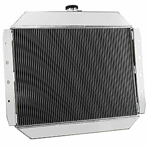 EGINCOOLER 4 Row Core Aluminum Radiator for 1966 1967 1968 1969 1970 1971 1972-1979 Ford F100 F150 F250 F350 Pickup Truck Bronco L6 V8 Engines+ 2 X 12" Fan Shroud +Relay