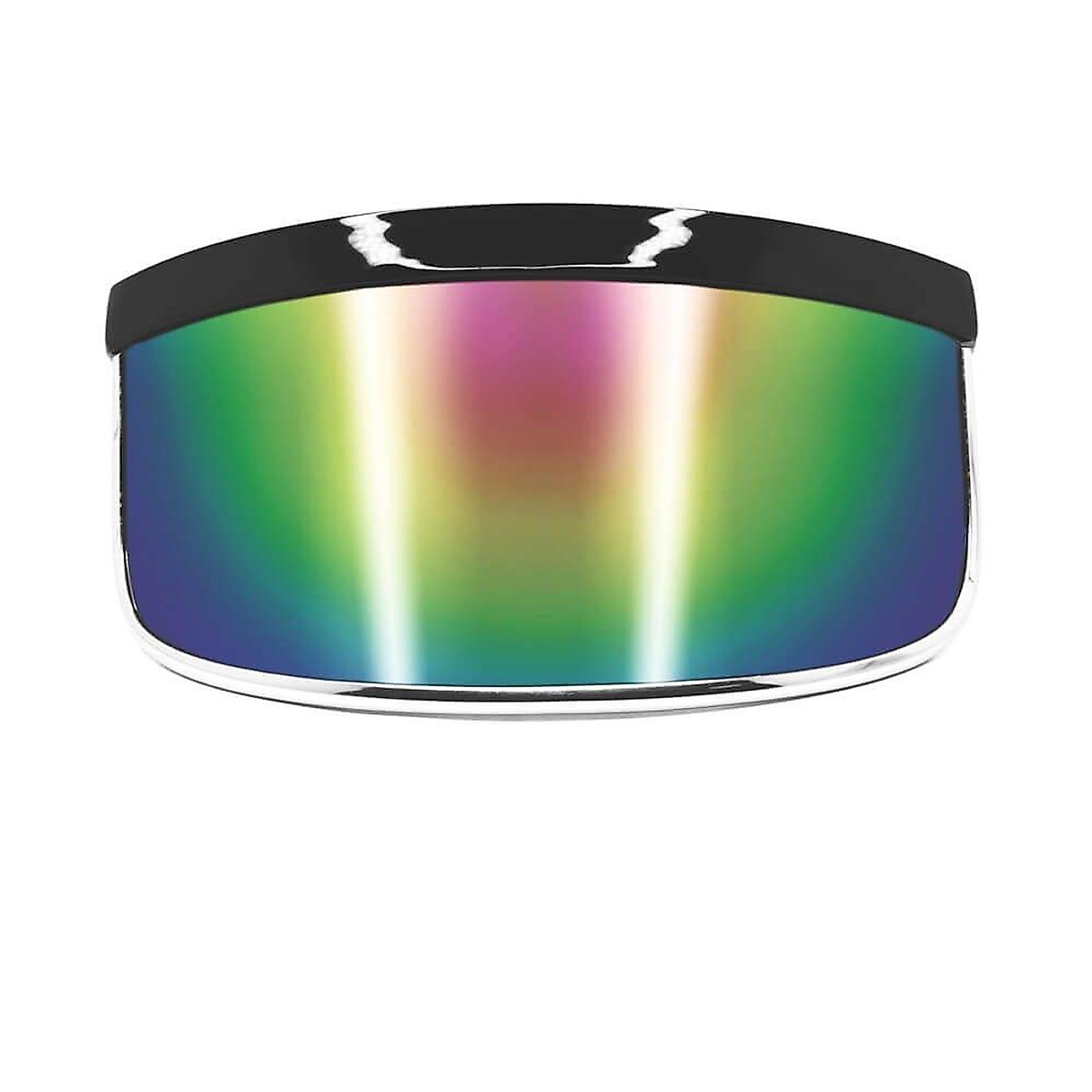 GloFX Visor Sunglasses - Rainbow Mirror Lens - Oversized Futuristic Shield Sunglasses - Perfect for EDM Raves, Music Festivals, Performance Art, Fashion