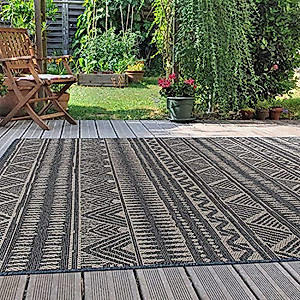 Rugshop Geometric Bohemian Indoor Outdoor Rug – Bohemian Area Rug/Outdoor Rug Deck Rugs, Non-Shedding Balcony Rugs, Boho Patio Rug, 7'10" x 10' Blue