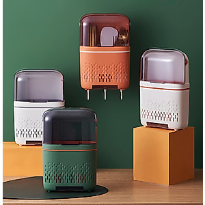 Crosslands Wall Mounted Multifunctional Spoon Fork Chopstick Storage Holder Box Tableware Shelf Organazation Rack Cutlery Drain Rack Organizer Case for Kitchen,Storage Holder-Green